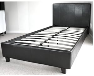 3ft Dark Brown Faux Leather Single Bed Frame By Bedsandbeds: Amazon.co ...
