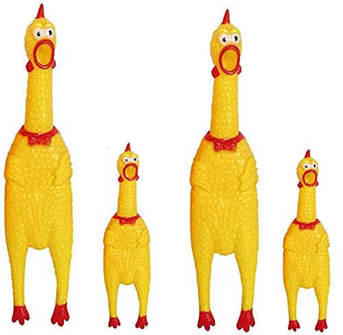 Buy AQUAPETZWORLD 4 Pieces Screaming Chicken Yellow Rubber Squaking ...