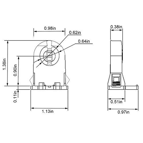 Screw Type T8 Lamp Holder with wires JACKYLED 12-Pack UL Non-shunted ...