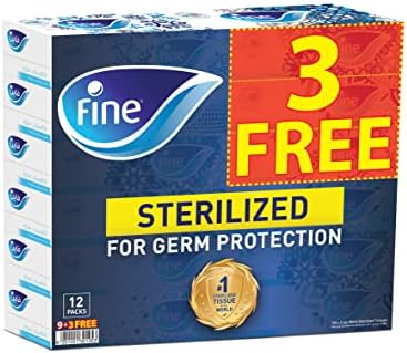 Facial tissue 130 sheets X 2 Ply, bundle of 9 + 3 pack FREE- Fine ...