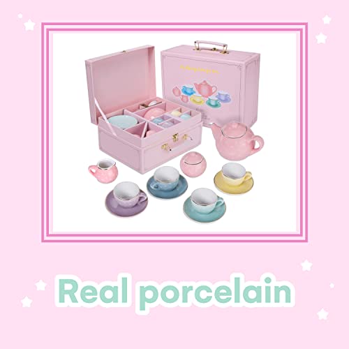 Jewelkeeper Tea Set for Little Girls 13 pcs Porcelain Tea Set for Kids ...