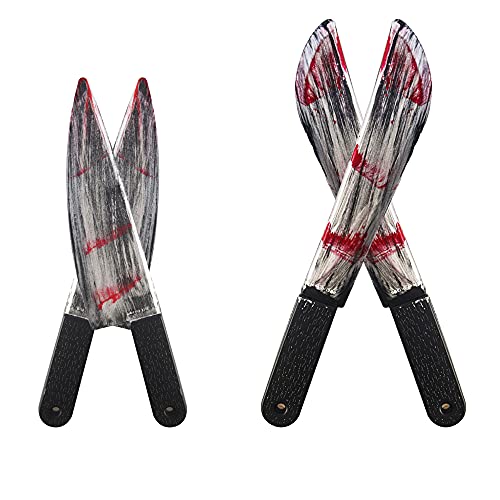 Trounistro 4 Pack Halloween Bloody Cleaver Knife Plastic Slasher Knife ...