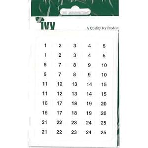 SELF-ADHESIVE SMALL NUMBER LABELS 1-200 [16 - OF EACH NUMBER = 3200 ...