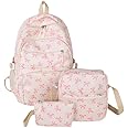 Amazon.com | jingyuKJ Coquette Bow Backpack - Cute Kawaii Backpack Set Aesthetic Daypack Bow ...