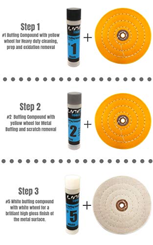 6 Inch Buffing Wheel Kit for Bench Grinder and Drill with 3 Step Hard ...