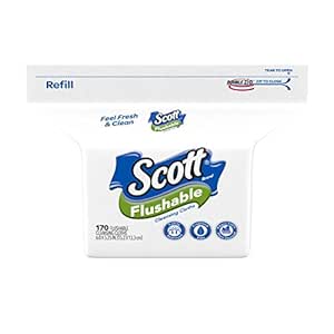 Amazon.com: Scott Flushable Wipes, Fragrance-Free, Refill Bag with 170 ...