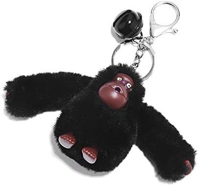 Fluffy Gorilla Keychain Cute Plush Doll Animal Key Chain Faux Fur Car ...