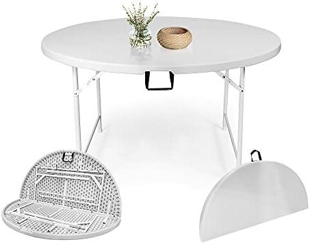 Vilobos 4.4 Foot Round Folding Table, 53” Round Card Table Portable ...