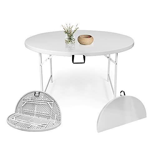 Vilobos 4.4 Foot Round Folding Table, 53” Round Card Table Portable ...