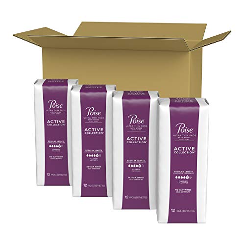 Poise Ultra Thin Incontinence Pads with Wings, Active Collection ...
