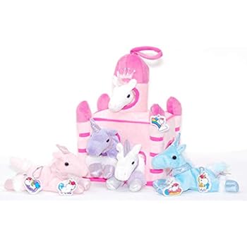 Amazon.com: Plush Unicorn Castle with Animals - Five (5) Stuffed Animal ...