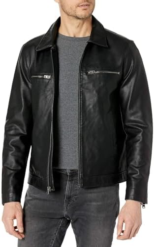 Levi's Men's Faux Leather Laydown Collar Racer Jacket, Black, XL price ...