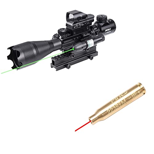 Pinty Rifle Scope 4-16X50 Illuminated Optics Sight, Green Laser, Reflex ...