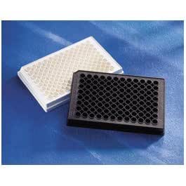 CORNING 3925 Black Polystyrene High Bind Microplate Without Lid, 96 Flat Bottom Round Shape Well ...