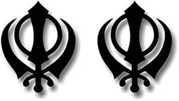 2 Black Sikh Khanda Sword Kirpan Decal Stickers Sikhism Vinyl Symbol ...