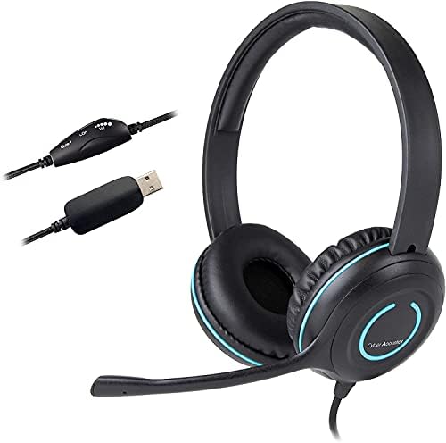 Cyber Acoustics Stereo USB Headset (AC-5008A), in-line Controls for Volume & Mic Mute ...
