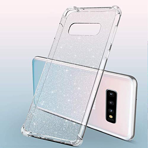 KIOMY Clear Glitter Case for Samsung Galaxy S10 Plus, Girls Women Bling Sparkly Shiny Luxury ...