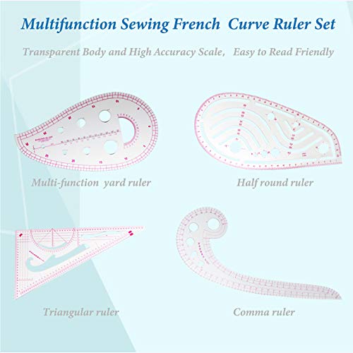 Pattern Sewing Rulers Set, 4 Styles Plastic Sew French Curve Ruler ...