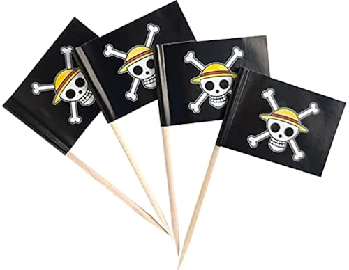JBCD Pirate Luffy Straw Toothpick Flag One Piece Mini Small Pirate ...