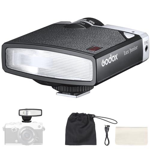 Godox Lux Junior Retro Camera Flash, GN12 with 7 Levels Flash Power ...