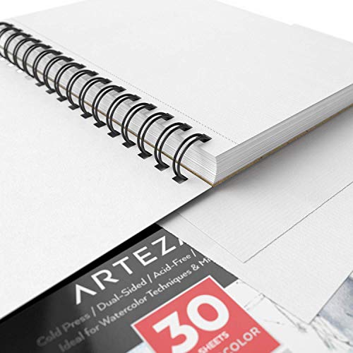 Arteza Watercolor Paper Pad Expert, Watercolor Sketchbook 5.5x8.5 Inch, Pack of 3, 30 Sheets ...