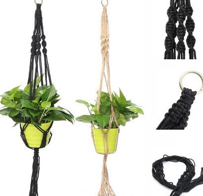 Hense Macrame Indoor Outdoor Hanging Planter Basket Plant Hanger Flower ...
