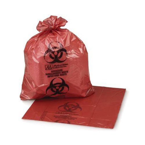 Medegen R108M Biohazardous Waste Bag with Print, Red/Black, 1.2 mil ...