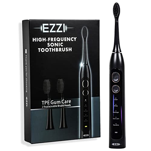 EZZI Sonic Electric Toothbrush | Ultra Soft Tapered Bristles | 60-Day ...