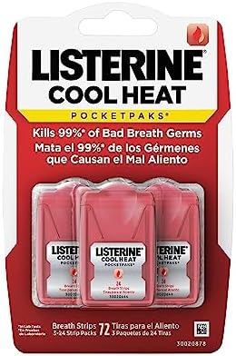Listerine Cool Heat Pocketpaks Breath Strips for Oral Care, Kills Bad ...