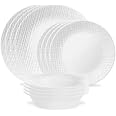 Amazon.com | Corelle Linen Weave 12pc, Service for 4, Dinnerware Set, 8 ...