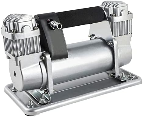 Portable Dual Cylinder Car Air Compressor, 12V Air Compressor with Battery Clamp and 5M ...