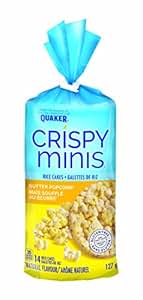 Quaker Crispy Minis Butter Popcorn Flavour Large Rice Cakes (Pack of 12 ...