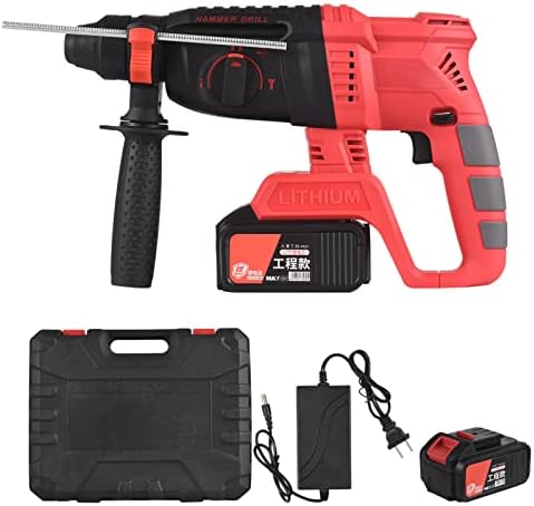 21V Cordless Brushless Rotary Hammer Drill with Carry Box 3 in 1 Hammer ...