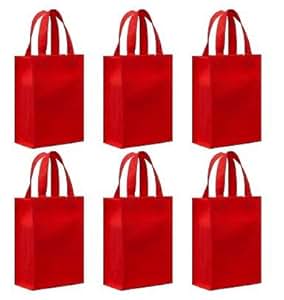 Amazon.com : Reusable Gift Bags, Small, Red 6 Pack : Reusable Grocery ...