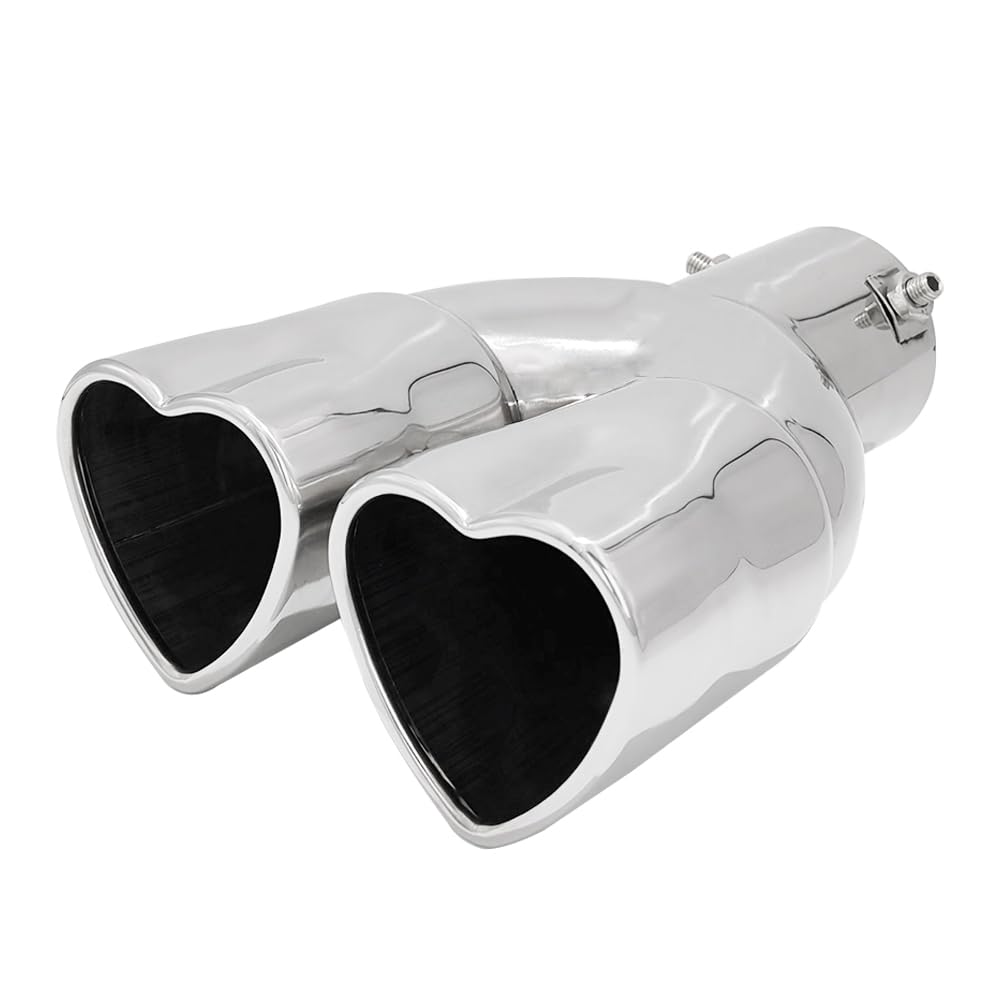 Bielpord 2.5 inch Inlet Dual Exhaust Tips Muffler Tip,Chrome Heart ...