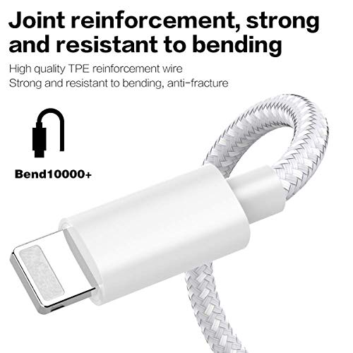 iPhone Charger, iPhone Cable 5 Pack [3/3/6/6/10FT] Extra Long Nylon ...
