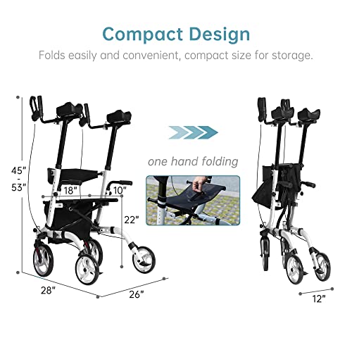ELENKER Upright Walker, Stand Up Folding Rollator Walker Back Erect Rolling Mobility Walking Aid ...