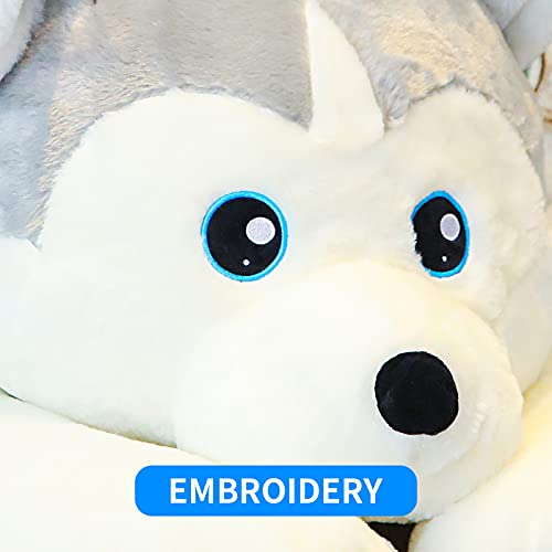 Dalmao 39.3 inch Dog Stuffed Animals, Cuddly Husky Dog Plush Toys Puppy ...