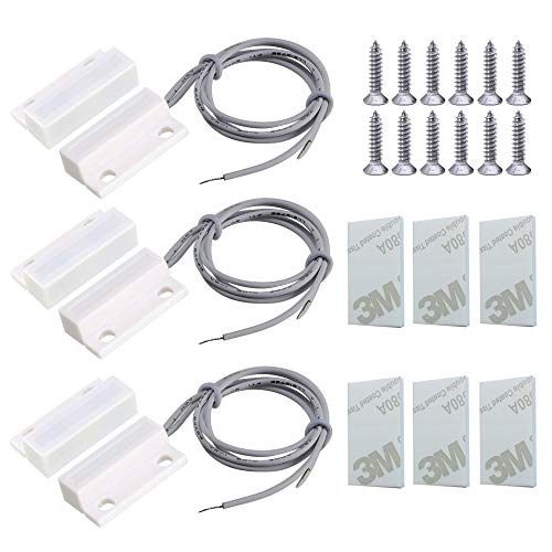Gebildet 3 Sets White Magnetic Switch Wiring NO/NC Recessed Door Sensor ...
