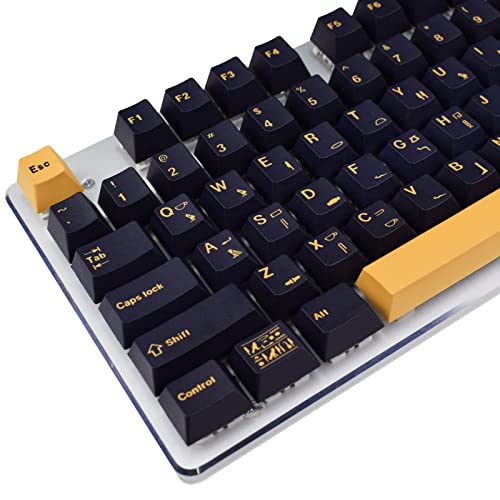 MOLGRIA Keycaps Ancient Egypt Theme, 130 Set Black and Yellow Keycaps ...