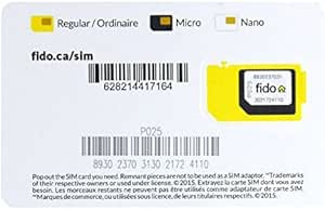 Amazon.com: Fido SIM Card (Canada) : Cell Phones & Accessories