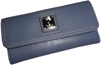 Tignanello Women's Wallet Flap Check Clutch Genuine Leather Blue at ...