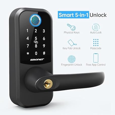 Mua Smart Lock,SMONET Keyless Entry Door Lock with Handle,Fingerprint ...
