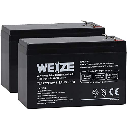 WEIZE 2 Pack 12 Volt 7ah Battery Replaces for 24v 7ah Razor Scooter ...