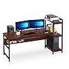 60" Large Computer Desk with 4 Tier Storage Shelves, Office Desk ...