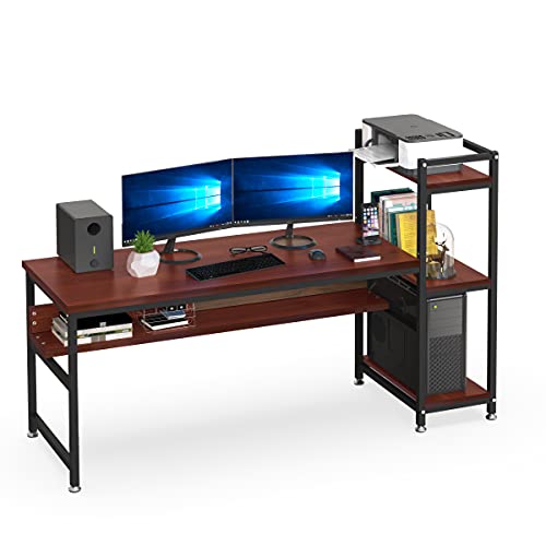 60" Large Computer Desk with 4 Tier Storage Shelves, Office Desk ...