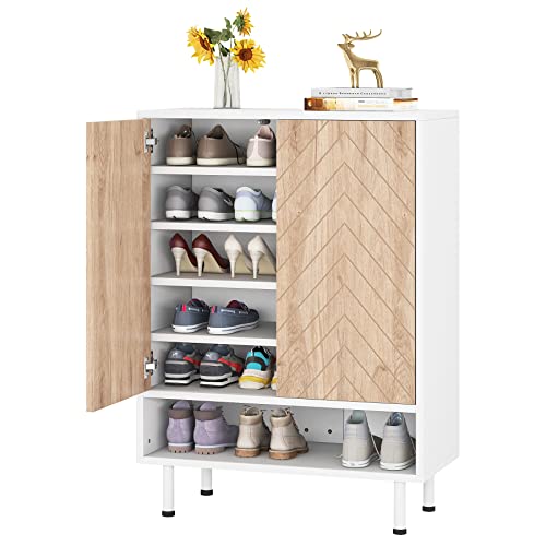 Tribesigns Shoe Cabinet, 18 Pair Shoe Rack Organizer Cabinet with Door ...