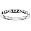 Amazon.com: Bob Siemon Sterling Silver "Faith" Ring, Size 8: Jewelry