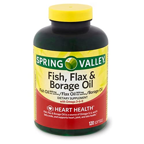 Spring Valley - Fish, Flaxseed, Borage Oil, Omega 3, 6, 9, 120 Softgels ...