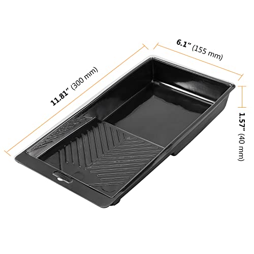 SEUNMUK Plastic Paint Tray, 2 Black Hard Shell Paint Roller Tray with ...